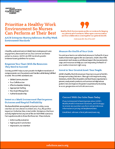 Healthy Work Environments | AACN Solutions